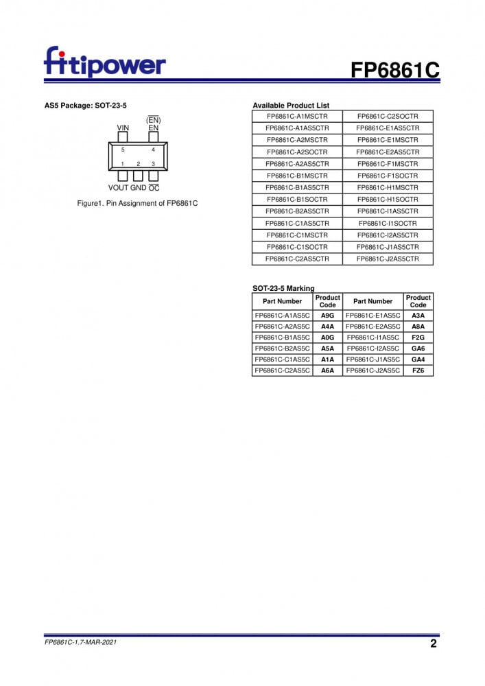 FP6861C datasheet page 2