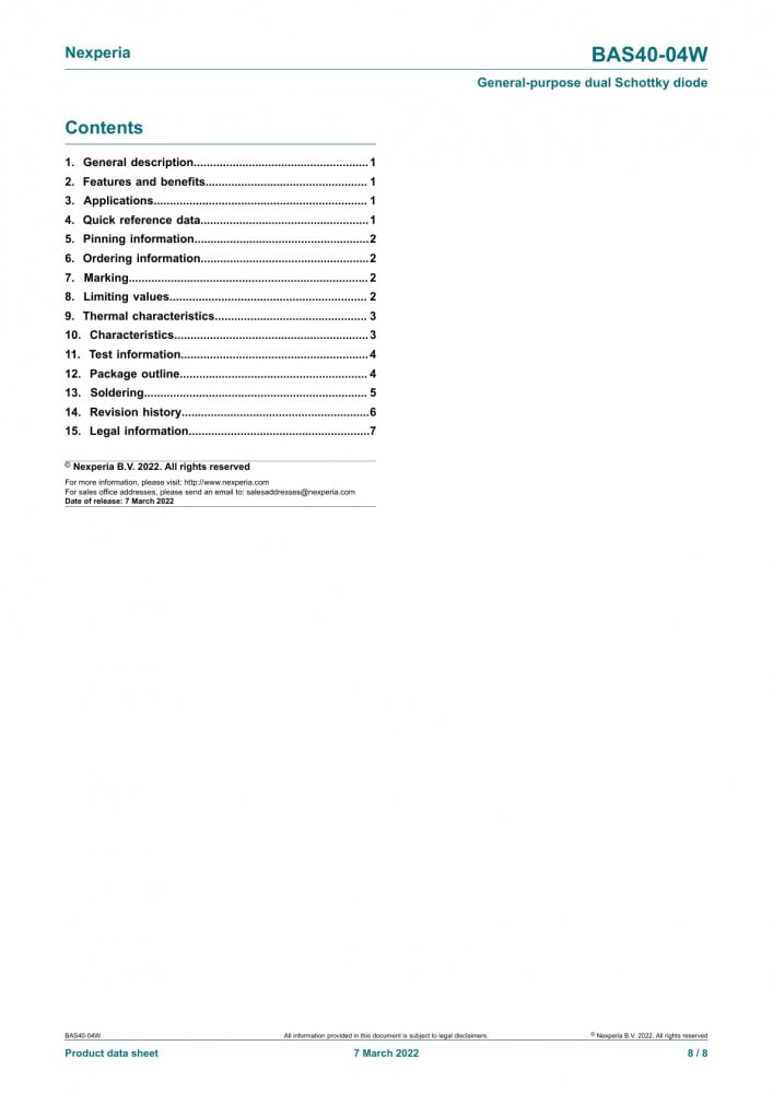 BAS40-04W datasheet page 8