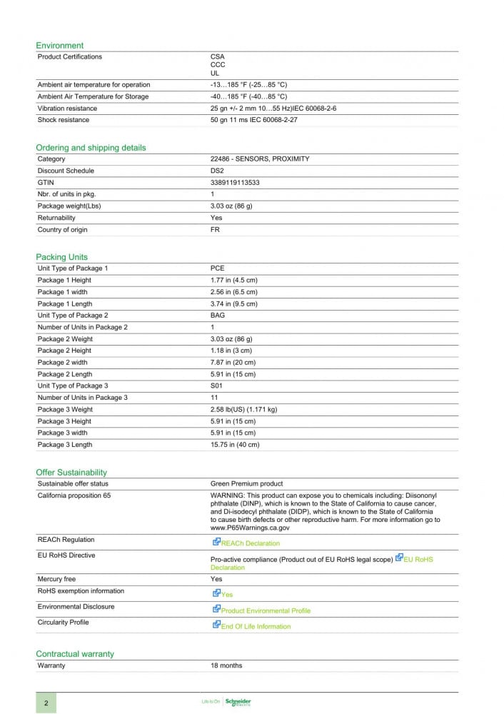 XS230AAPAM12 technical document page 2