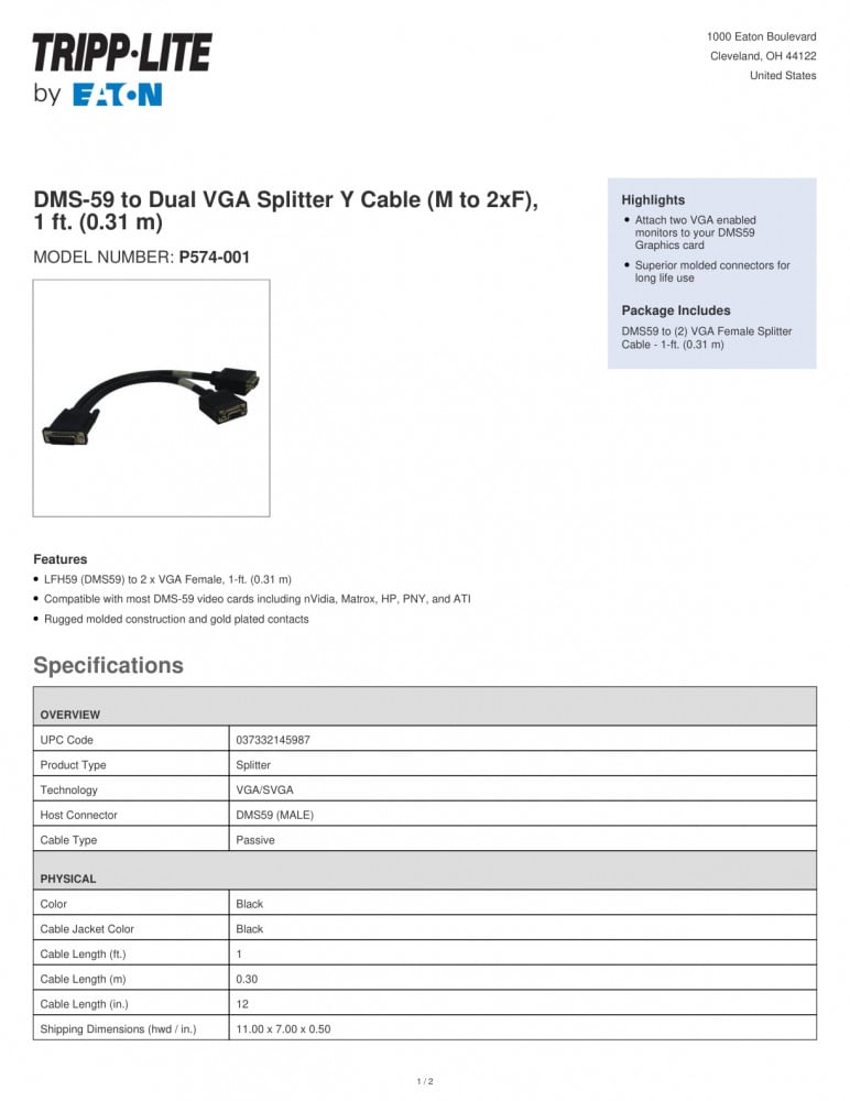 P574-001 technical document page 1