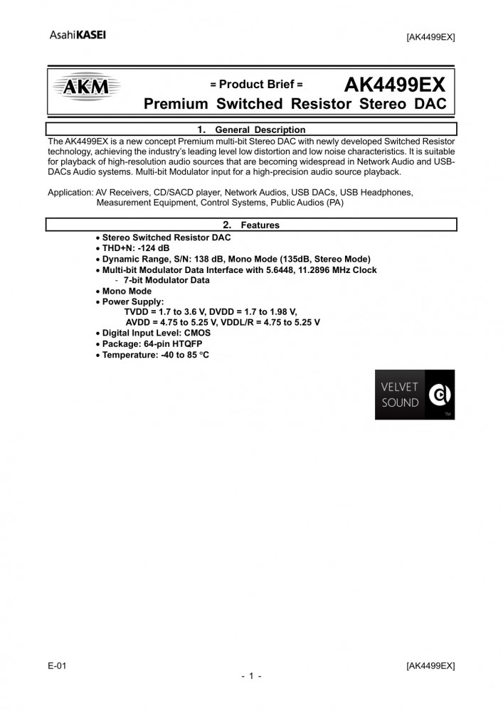 AK4499EXEQ technical document page 1