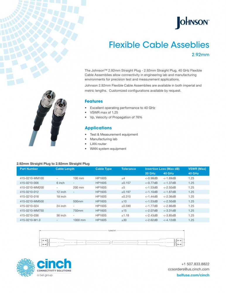 Bel Fuse 415-0210-012 technical document page