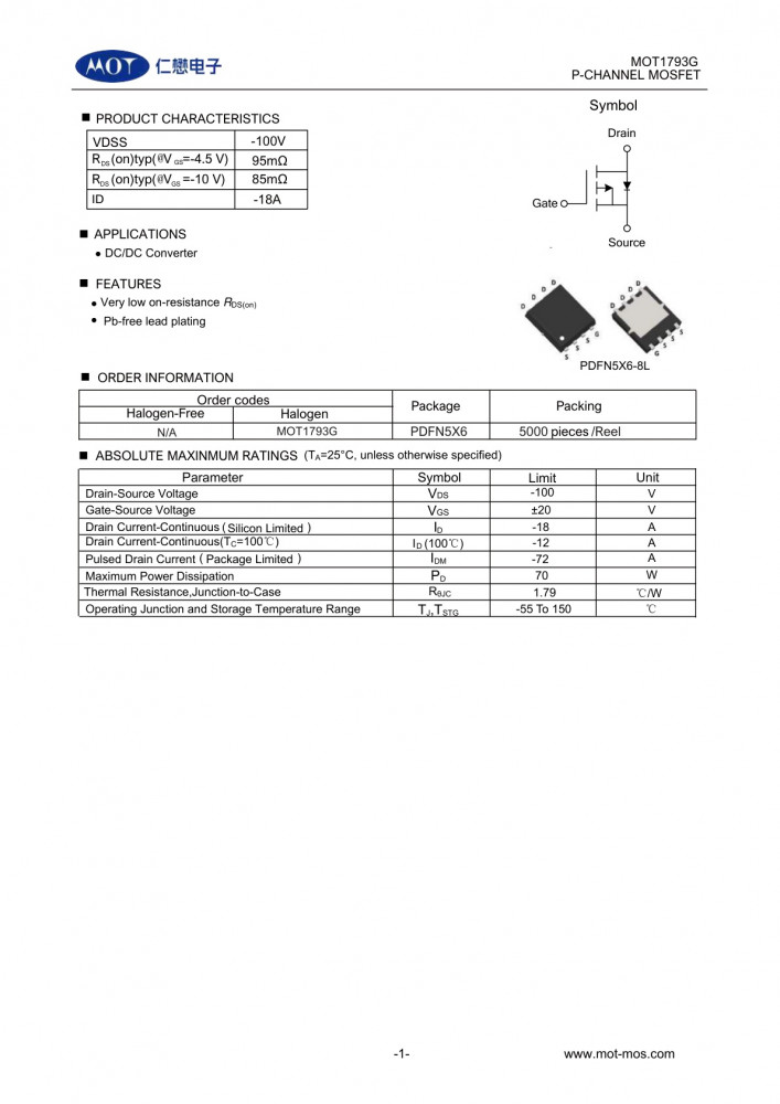 MOT1793G datasheet page 1