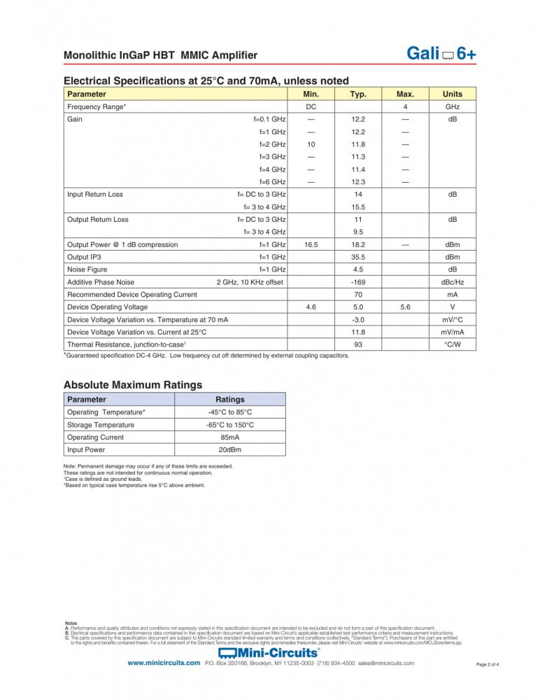 GALI-6+ datasheet page 2