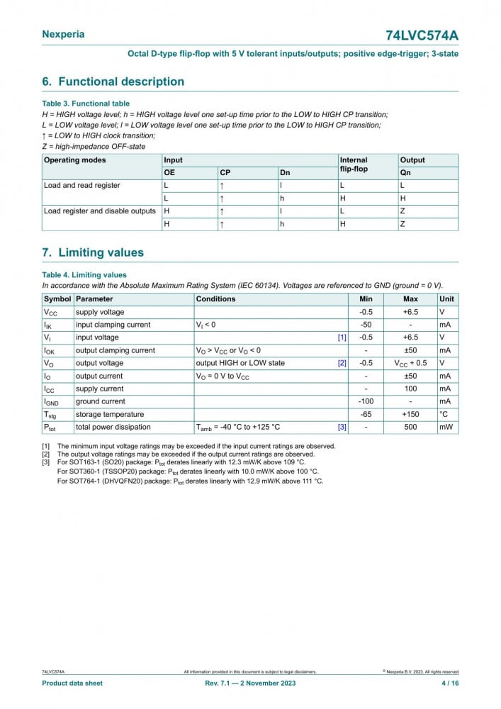 74LVC574AD,118 datasheet page 4