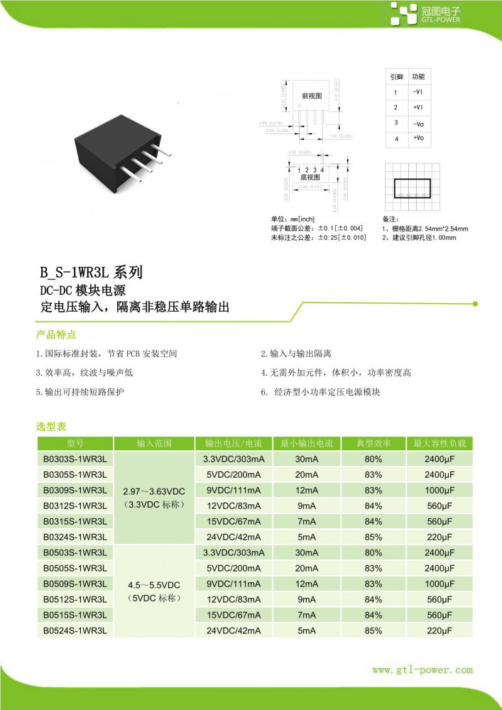B0505S-1WR3L datasheet page 1