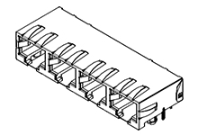 Modular Jack, Right-Angle, Compact, 8/8, 2 Ports, Even Tails, with Enhanced Ground Tabs for sale
