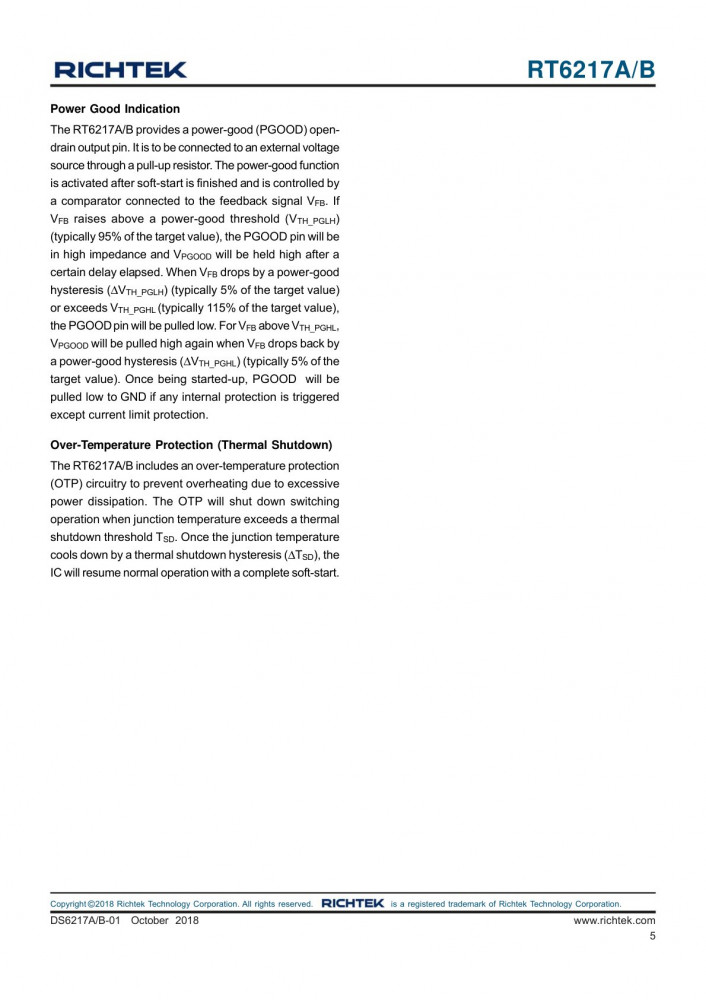 RT6217AHGJ8F datasheet page 5