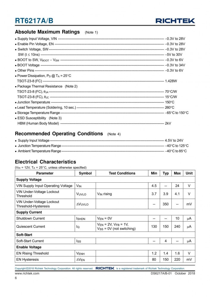 RT6217AHGJ8F datasheet page 6