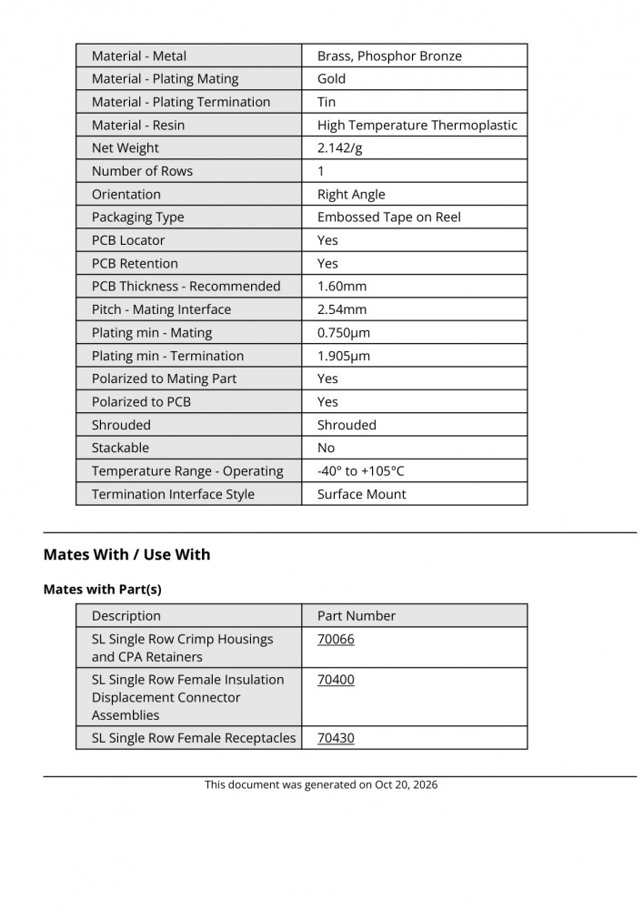 MOLEX SL product specification page 3