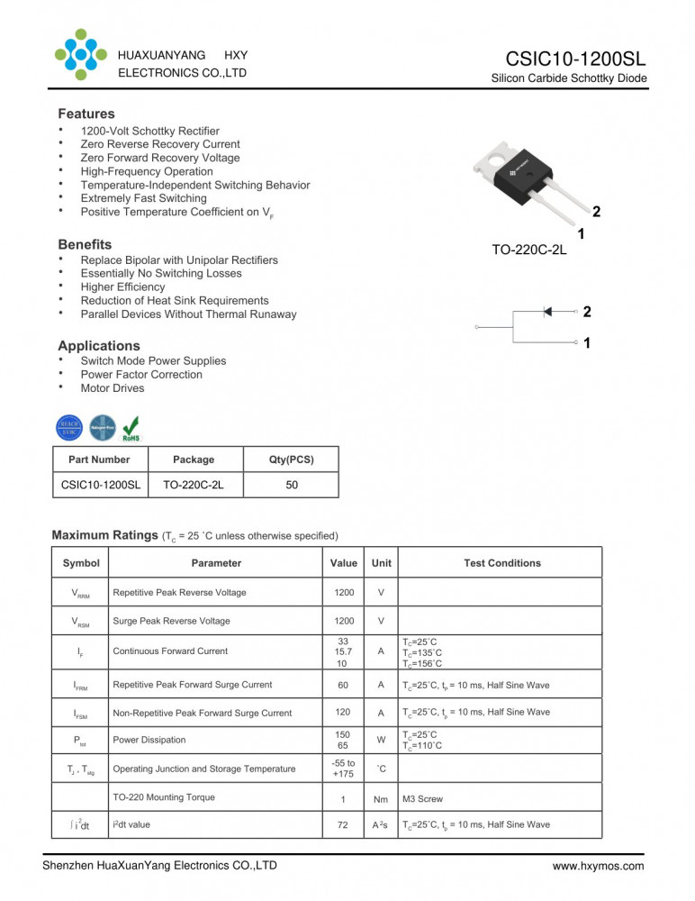 CSIC10-1200SL-HXY datasheet page 1