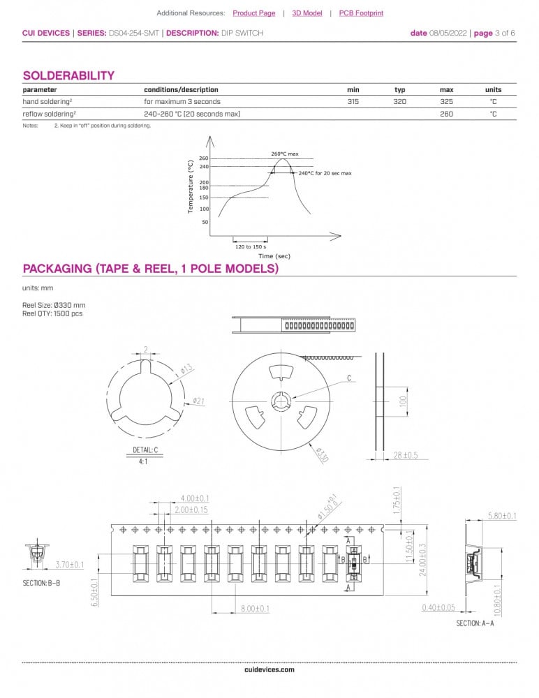 CUI DS04-254-2-04BK-SMT datasheet page 3