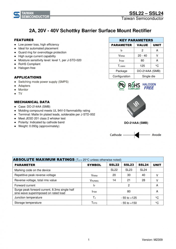 SSL22 datasheet page 1
