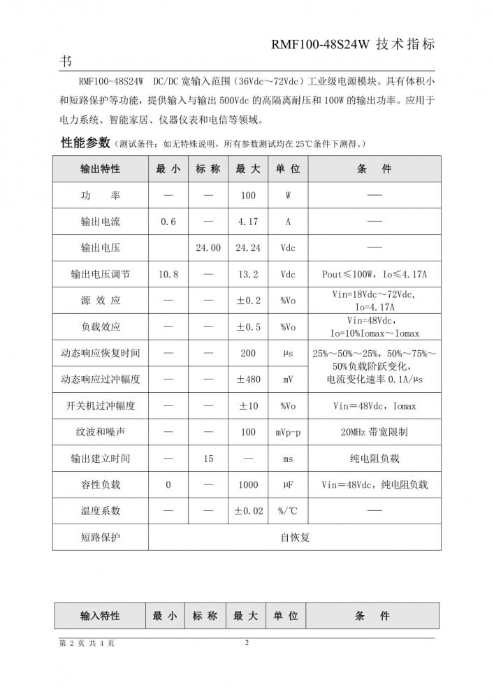 RMF100-48S24W datasheet page 2