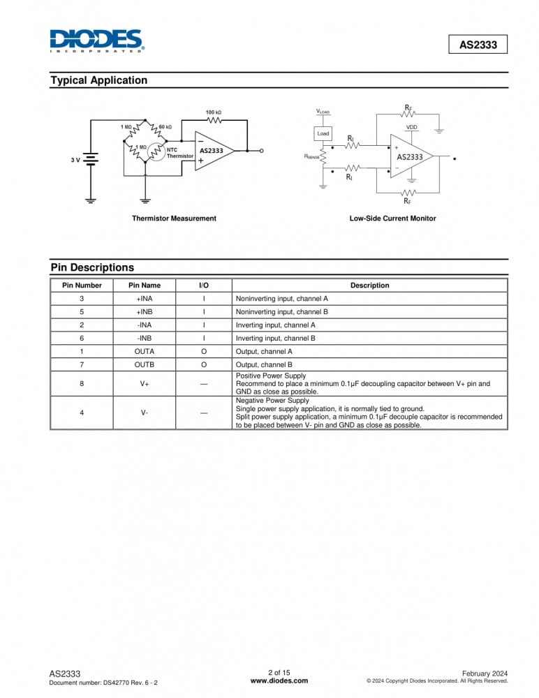 AS2333M8-13 datasheet page 2