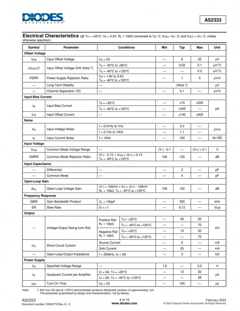 AS2333M8-13 datasheet page 4