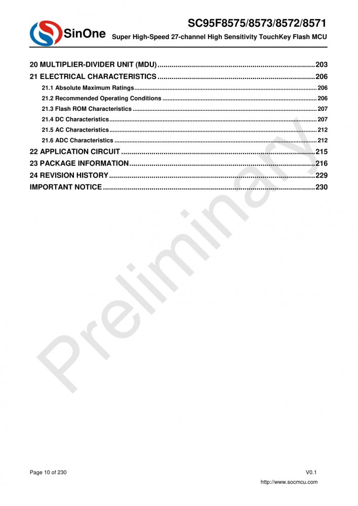 SC95F8572 datasheet preview, page 10