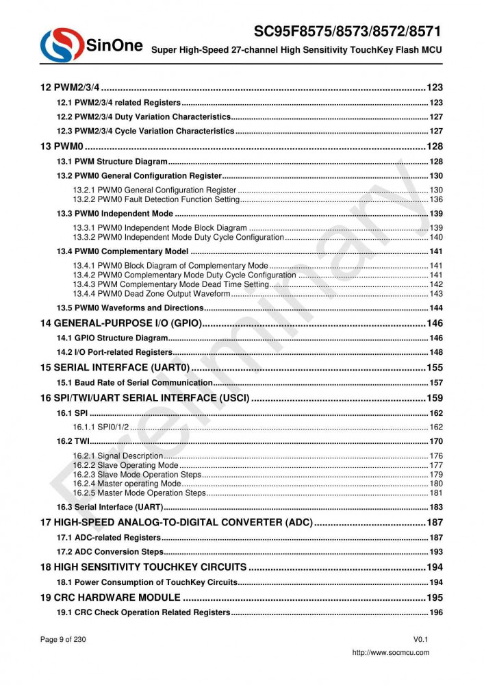 SC95F8572 datasheet preview, page 9