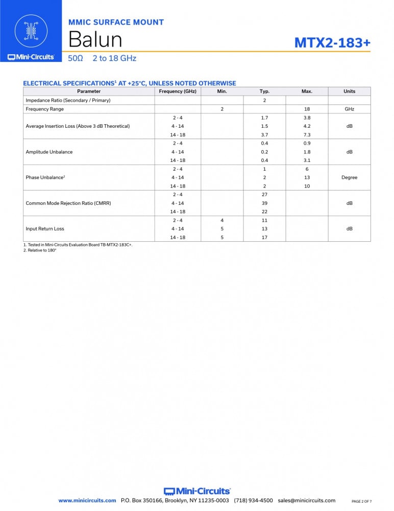 MTX2-183+ datasheet page 2