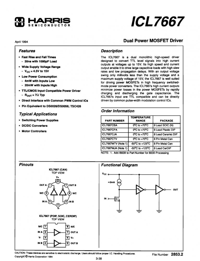 ICL7667 datasheet page 2