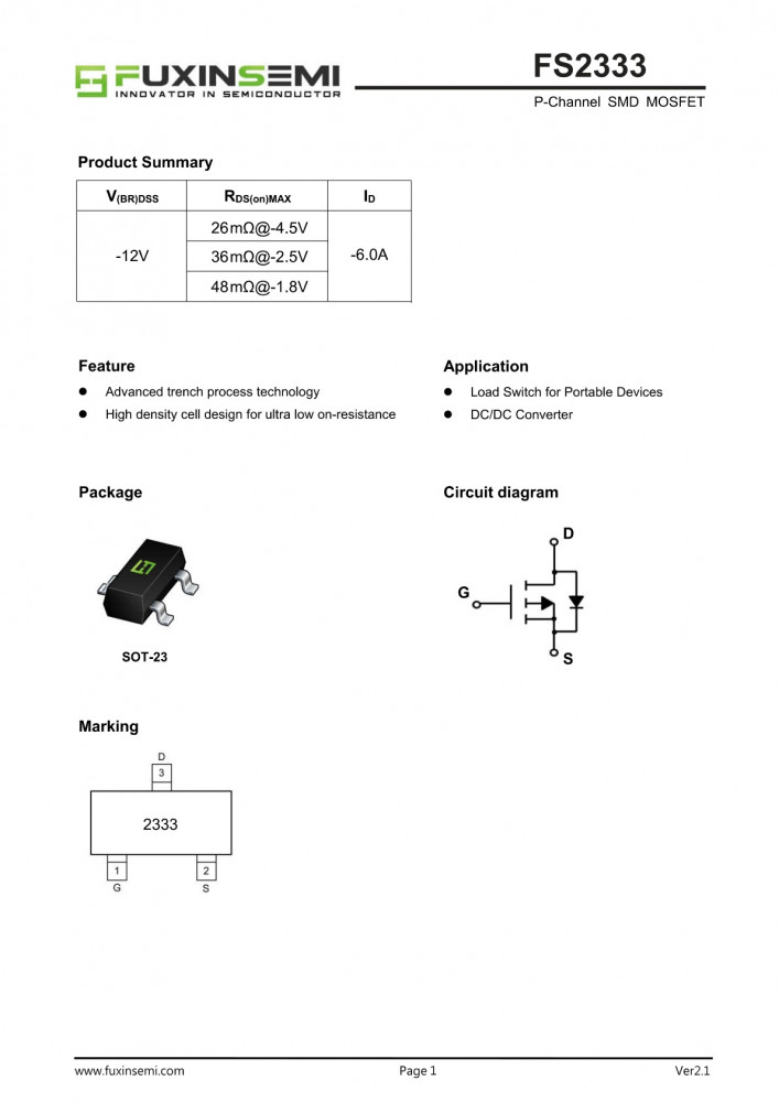 FS2333 datasheet page 1
