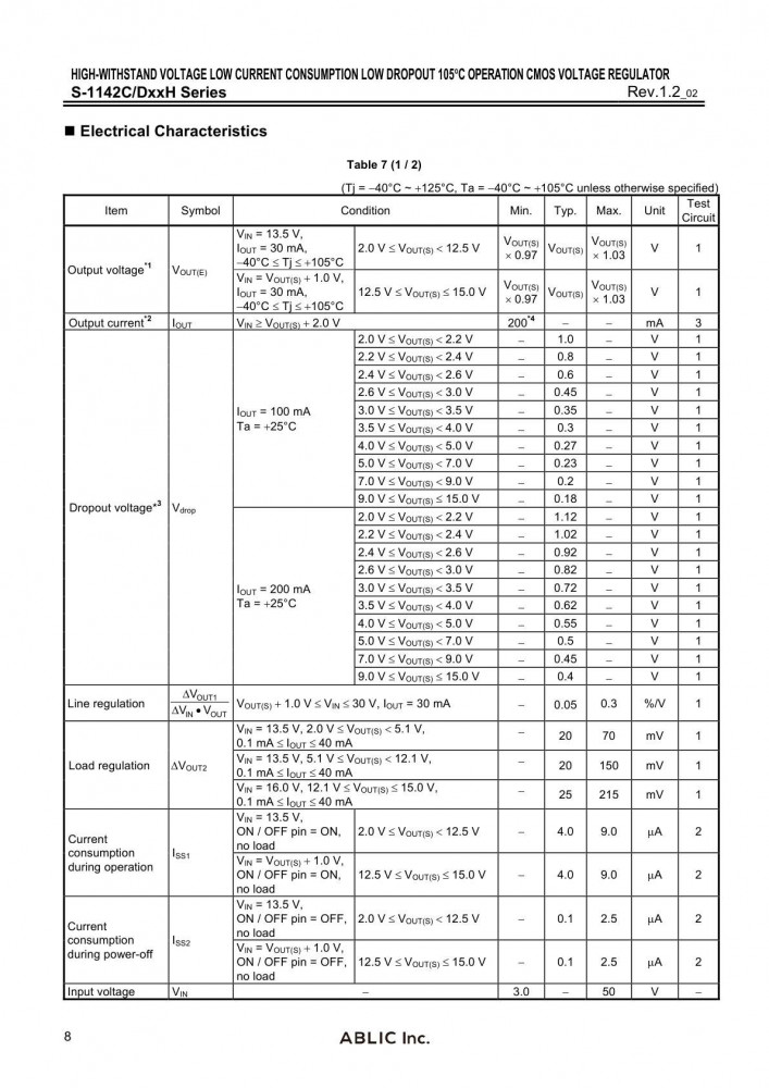 S-1142C/DxxH datasheet page 8