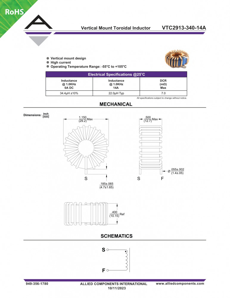 VTC2913-340-14A product datasheet page