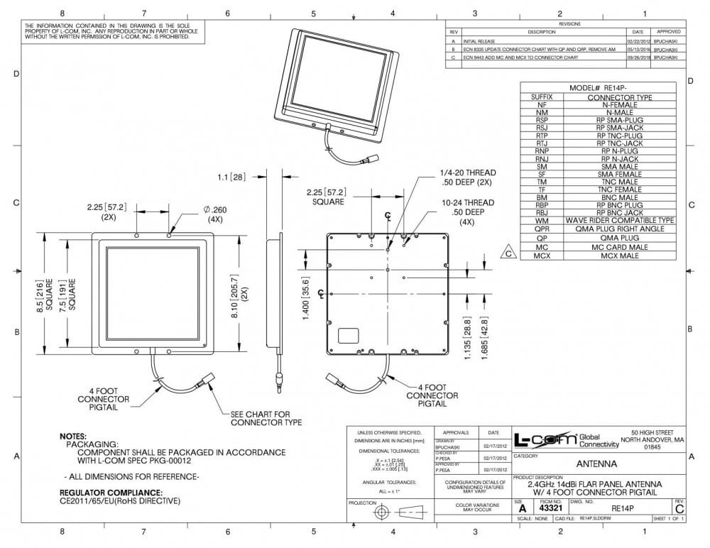 L-com RE14P-RSP technical document page