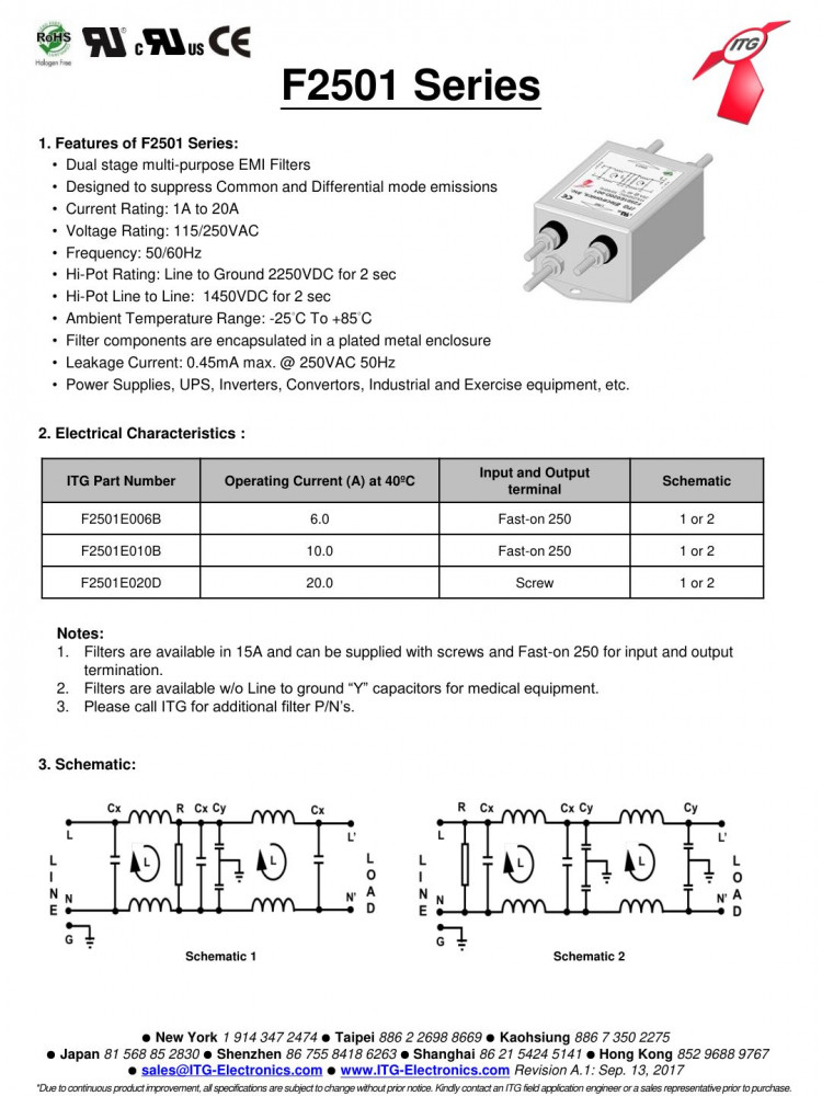F2501 Series datasheet page 1