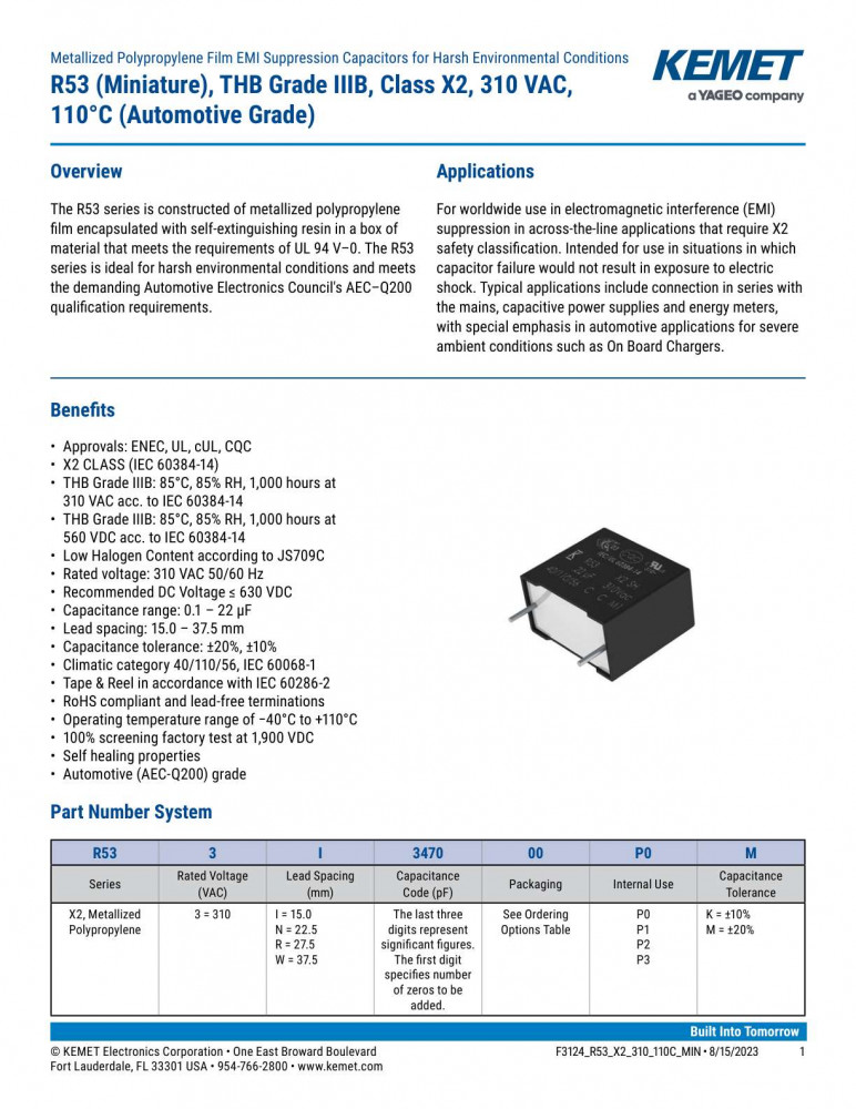KEMET R53 datasheet page 1
