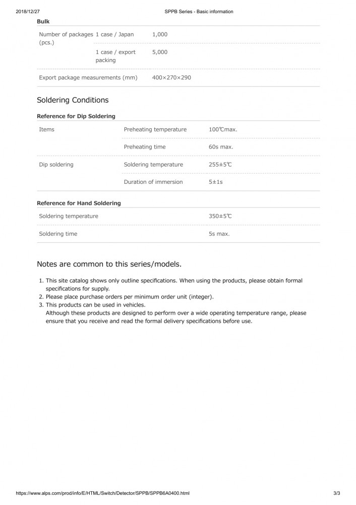 SPPB6A0400 circuit diagram and packing specifications