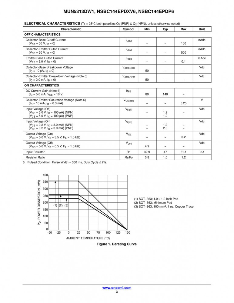 SMUN5313DW1T1G datasheet page 3