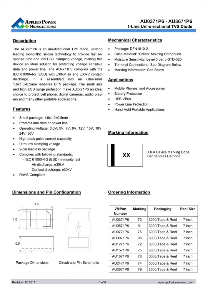 AU0771P6 datasheet page 1