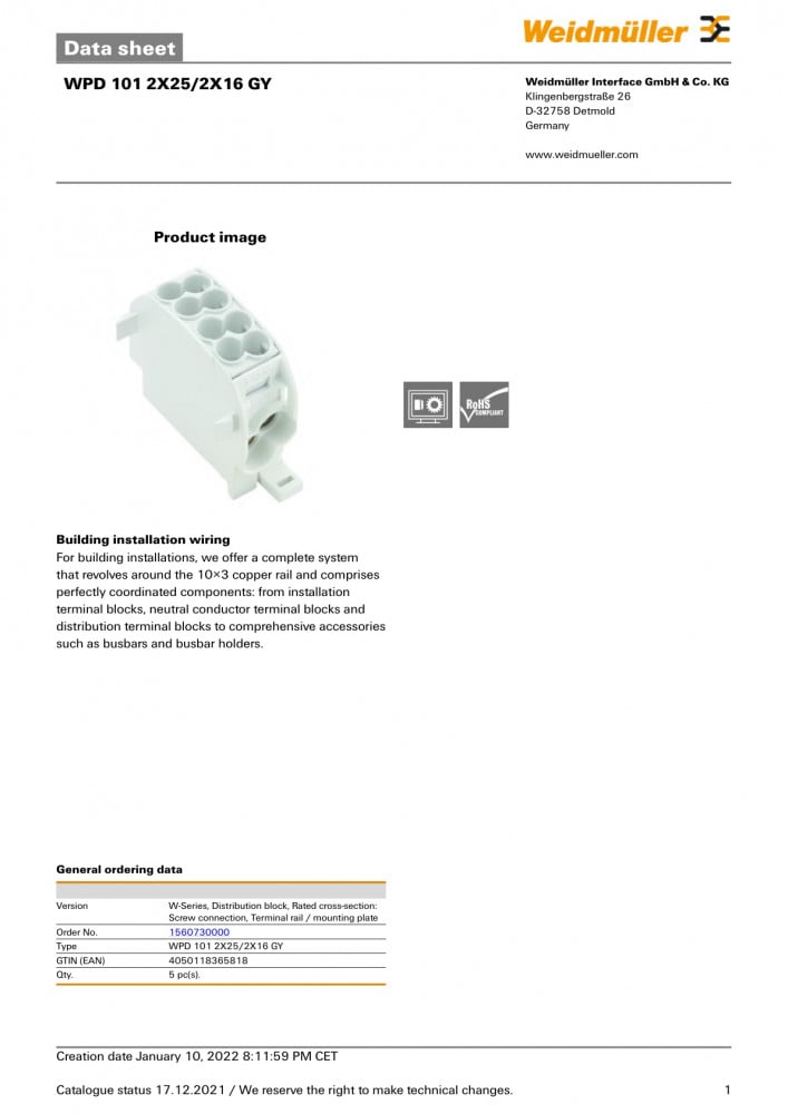 WPD 101 technical document page 1