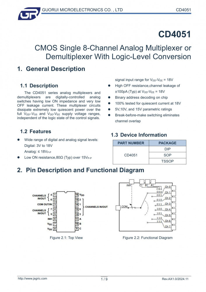 CD4051TS16ARDQ datasheet page 1