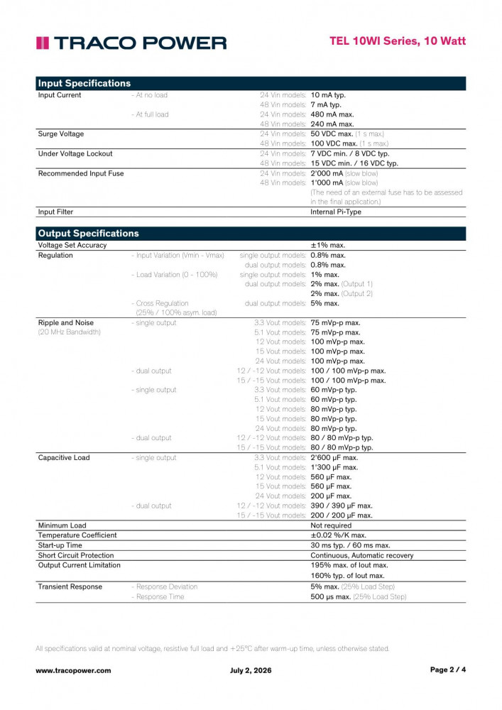 TEL 10-4811WI technical document page 2