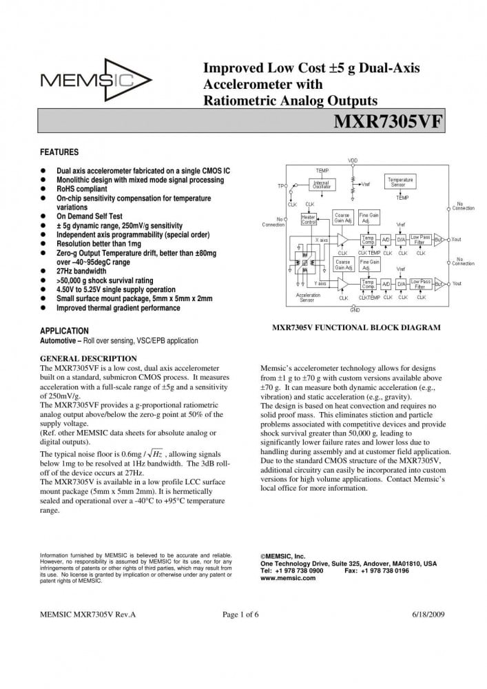 MXR7305VF datasheet page 1