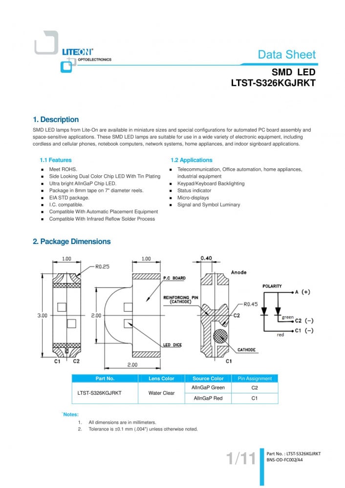 LTST-S326KGJRKT datasheet page 2
