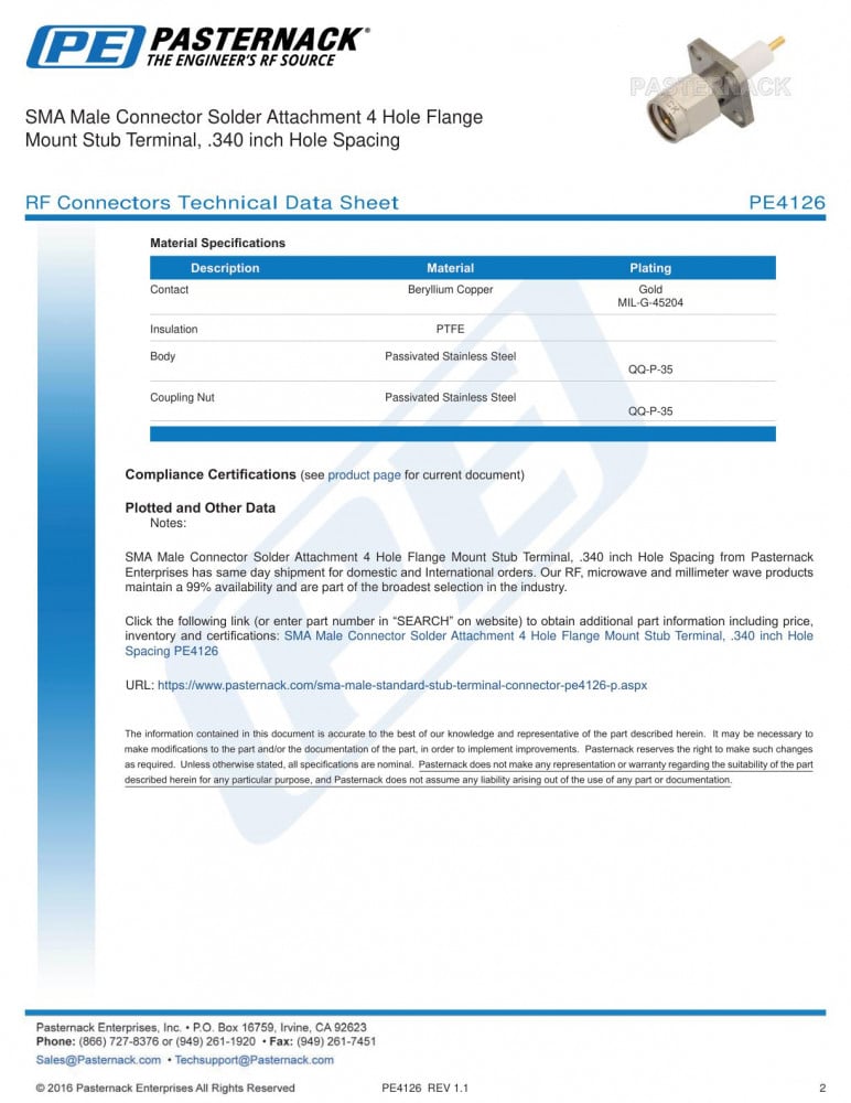 PE4126 technical datasheet page 2
