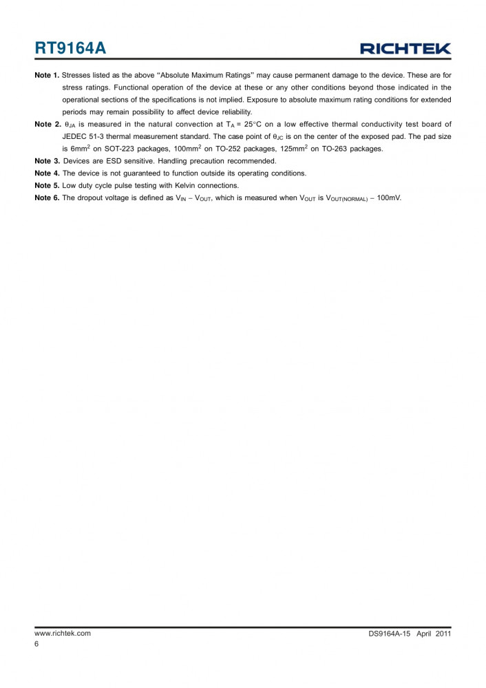 RT9164A datasheet page 6