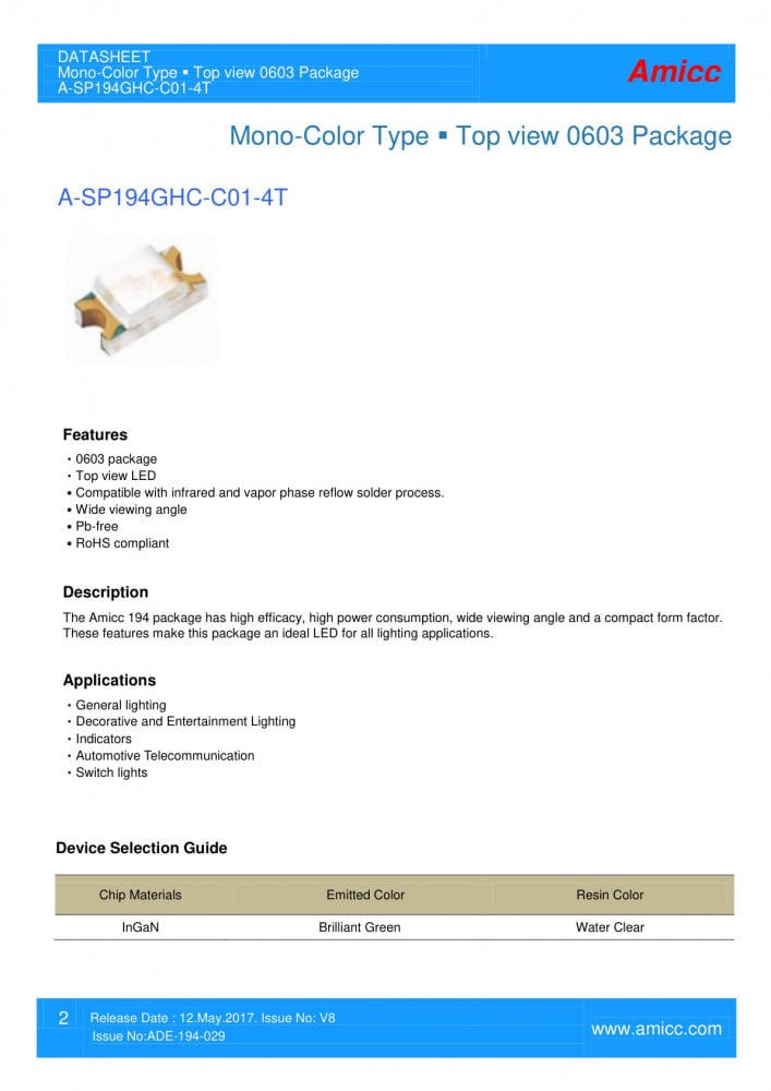 A-SP194GHC-C01-4T datasheet page 2