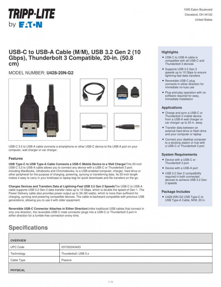U428-20N-G2 technical document page 1