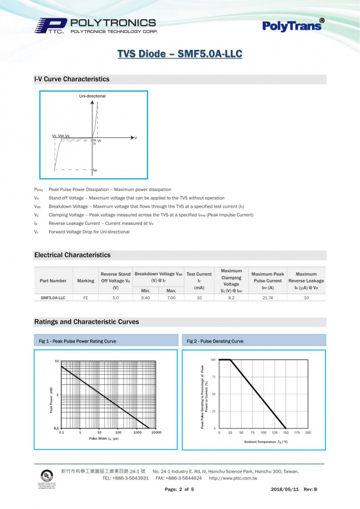 SMF5.0A-LLC datasheet page 2