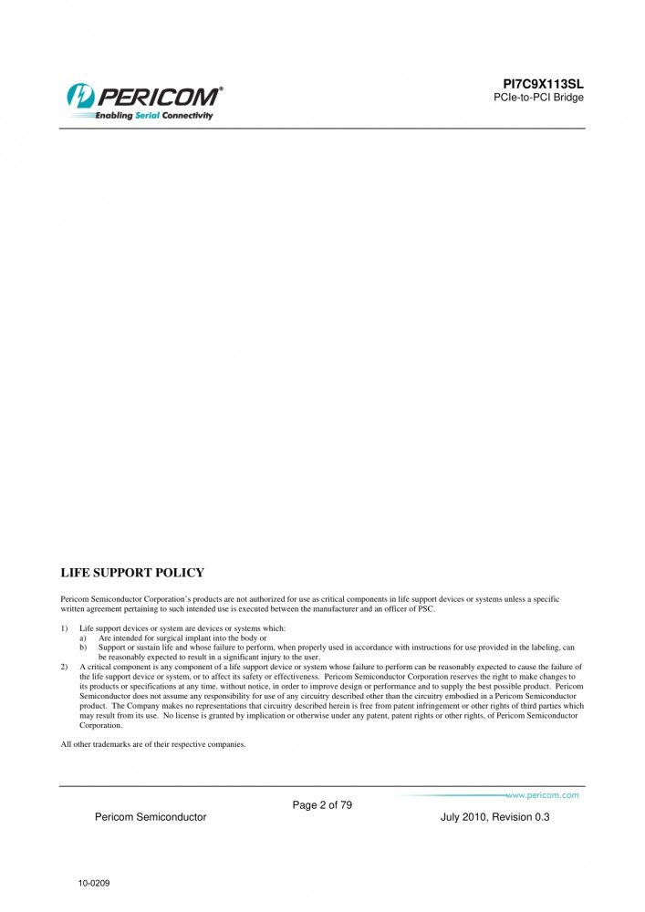 PI7C9X113SL datasheet page 2