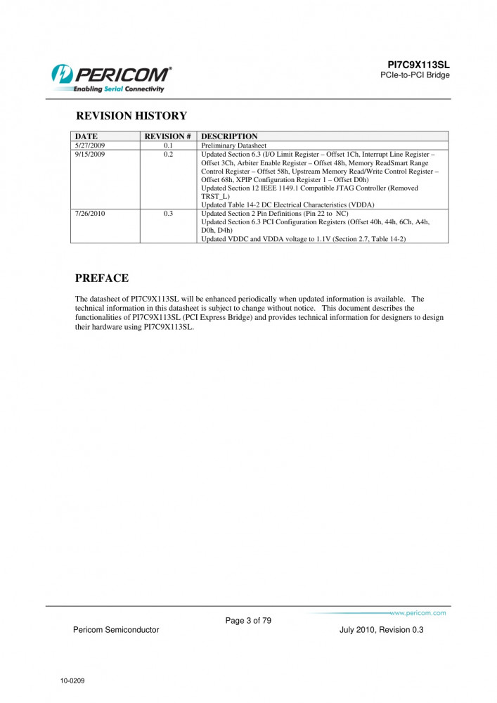 PI7C9X113SL datasheet page 3