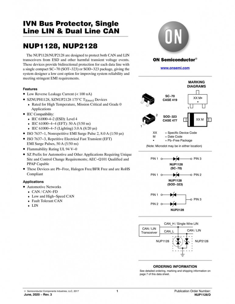 NUP2128WTT1G datasheet page 1