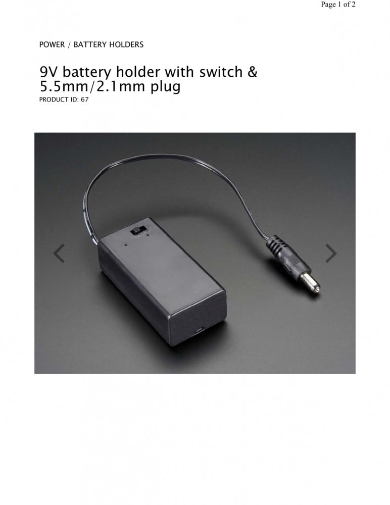 Product 67 technical document page 1