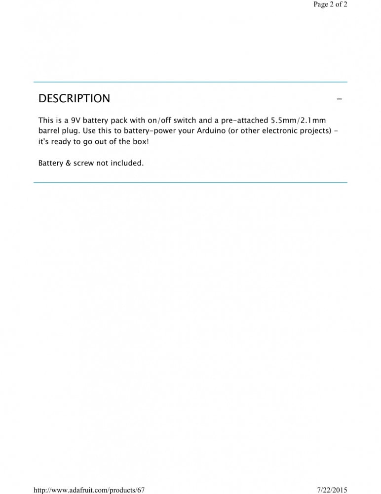 Product 67 technical document page 2
