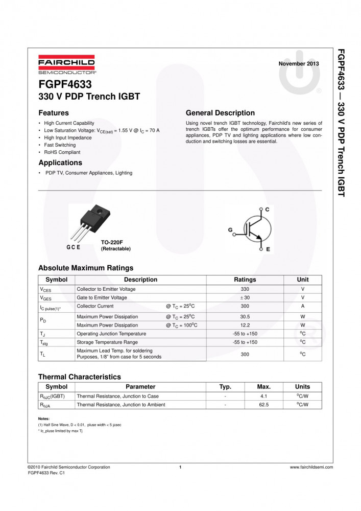 FGPF4633TU datasheet page 1