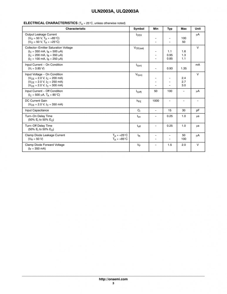 ULQ2003ADR2G technical document page 3